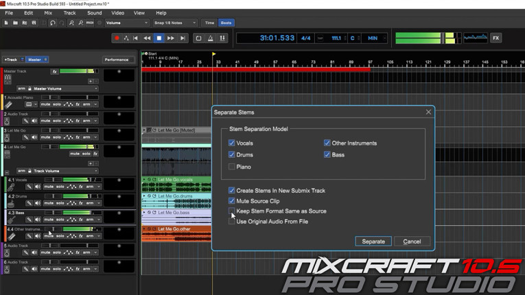 Acoustica Releases Mixcraft 10.5 with AI-Powered Stem Separation | audioXpress