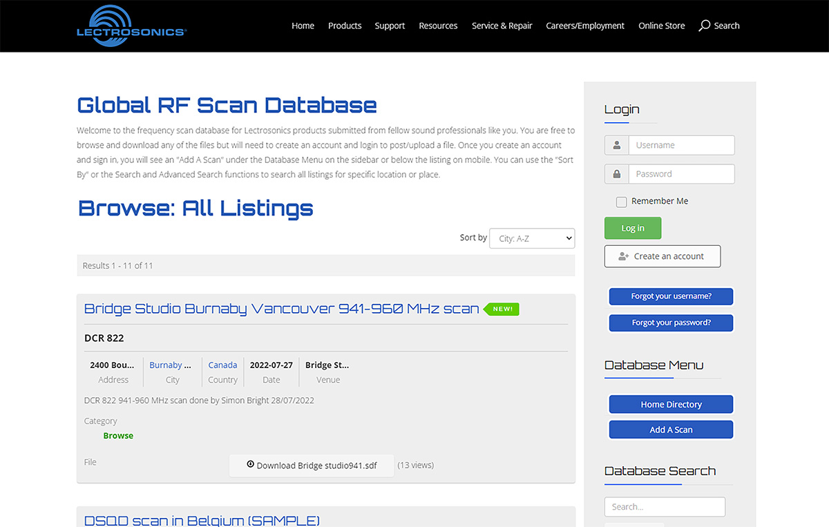 Lectrosonics Announces Global RF Scan Database for Wireless Operations | audioXpress
