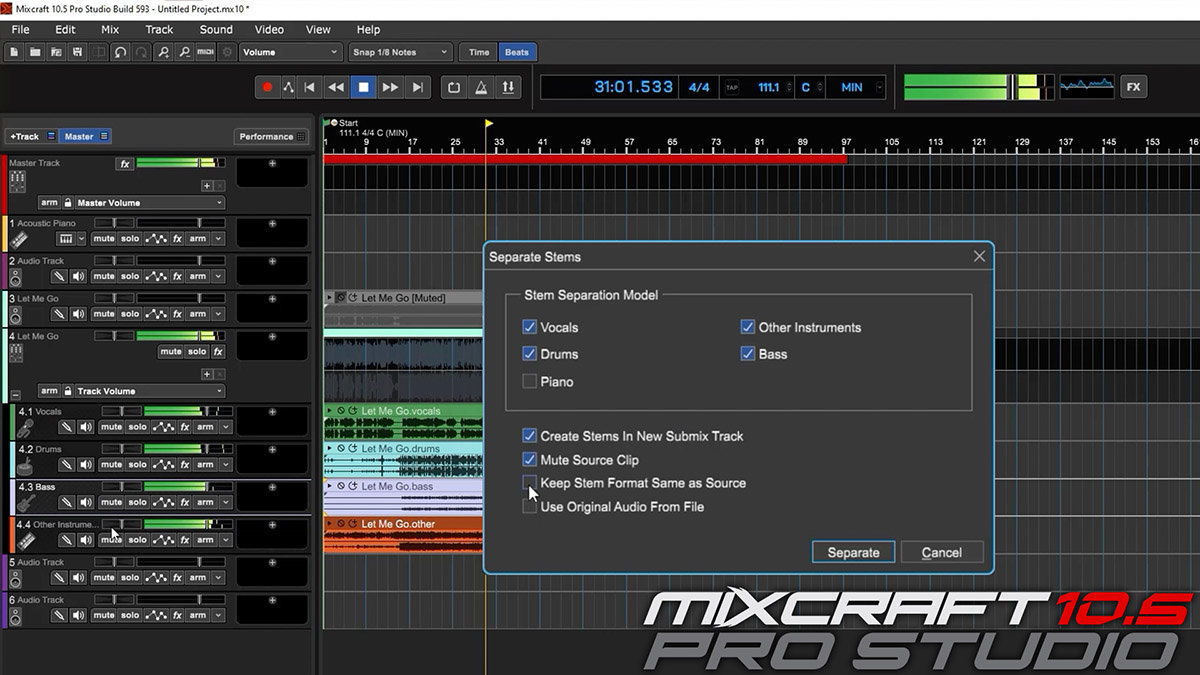 Acoustica Releases Mixcraft 10.5 with AI-Powered Stem Separation | audioXpress