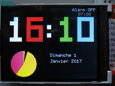3 displays alarm-clock with TFT screen, developped with Arduino [170112 ...