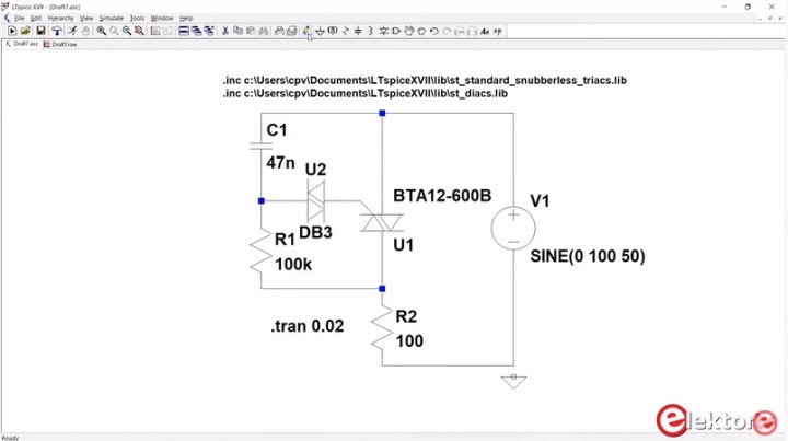 LTspice: Learn How to Use a Triac in LTspice Electronic Circuit Simulator Computer Software ...