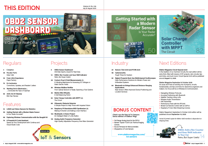Elektor Magazine July/August 2025: IoT and Sensors | Elektor Magazine