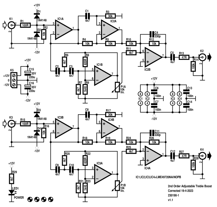 2nd Order Adjustable Treble Boost [230190] | Elektor Magazine