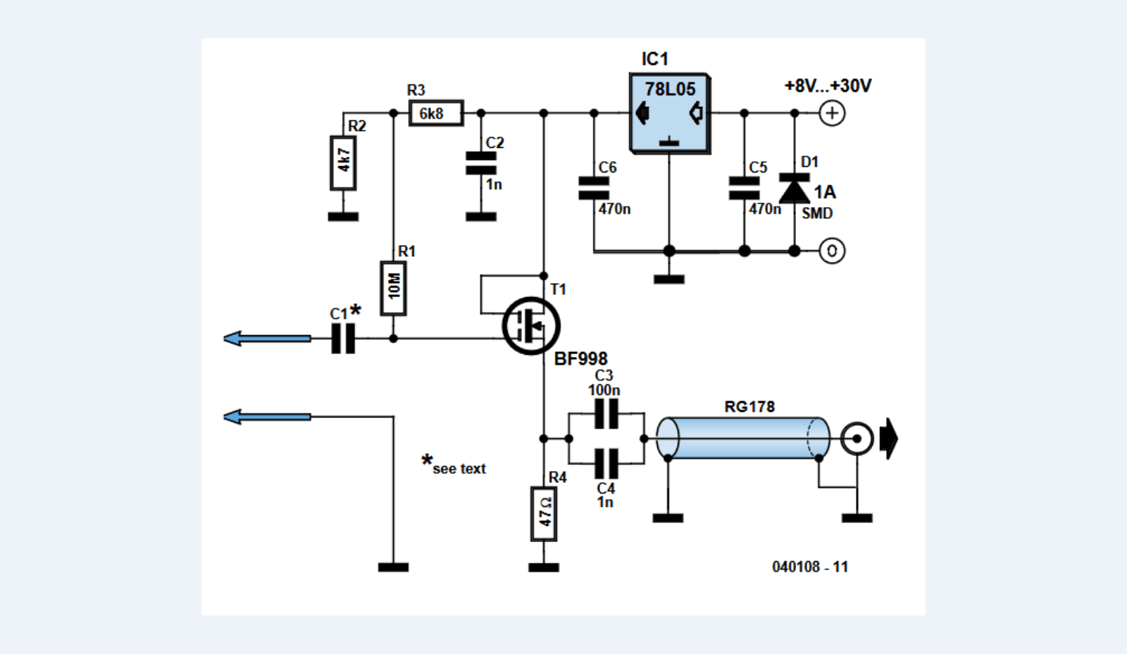 Circuit: DIY 1-GHz Active Probe Circuit | Elektor Magazine