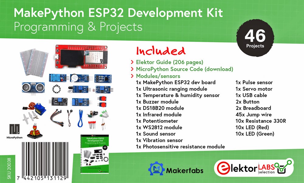 MakePython ESP32 Development Kit - Everything in a box | Elektor Magazine