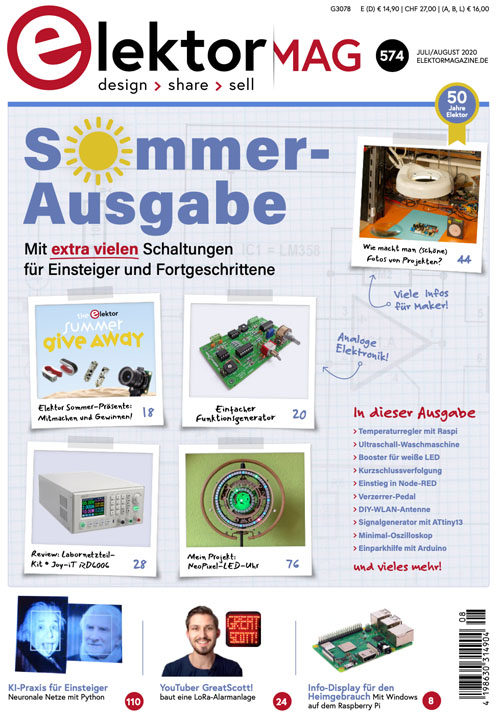 Elektor Sommerausgabe 2020 jetzt erhältlich | Elektor Magazine