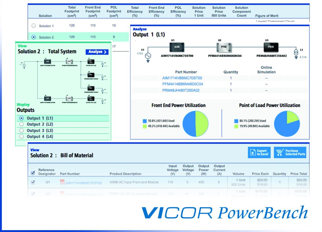 Power System Designer van Vicor helpt bij het configureren van ...